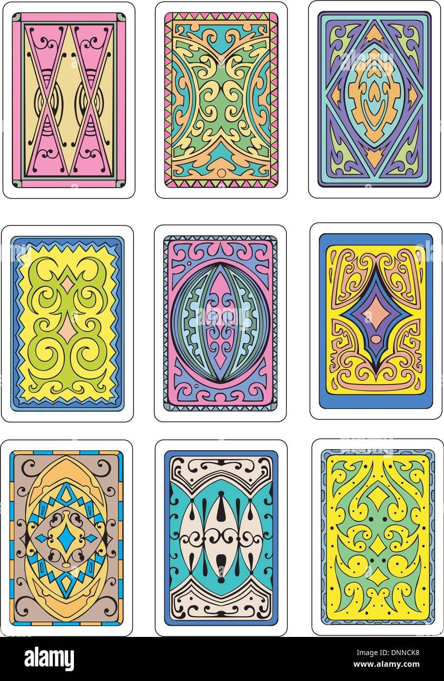 Backs of playing cards. Set of original color vector designs Stock ...