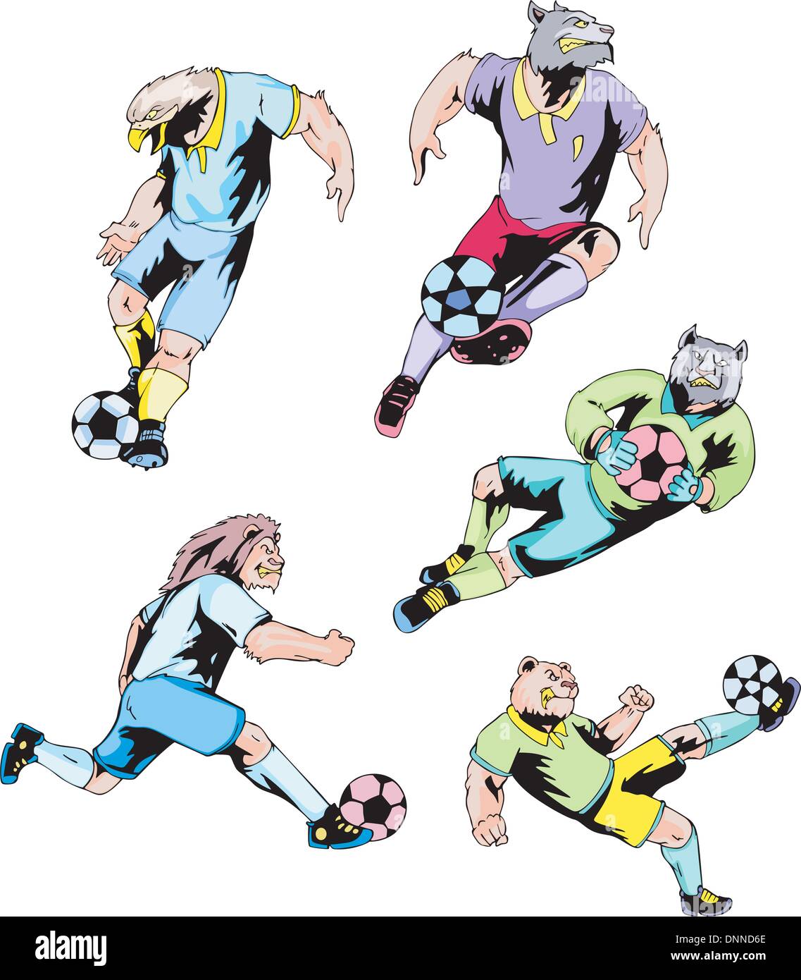 Sport mascots - soccer. Set of color vector illustrations Stock Vector ...