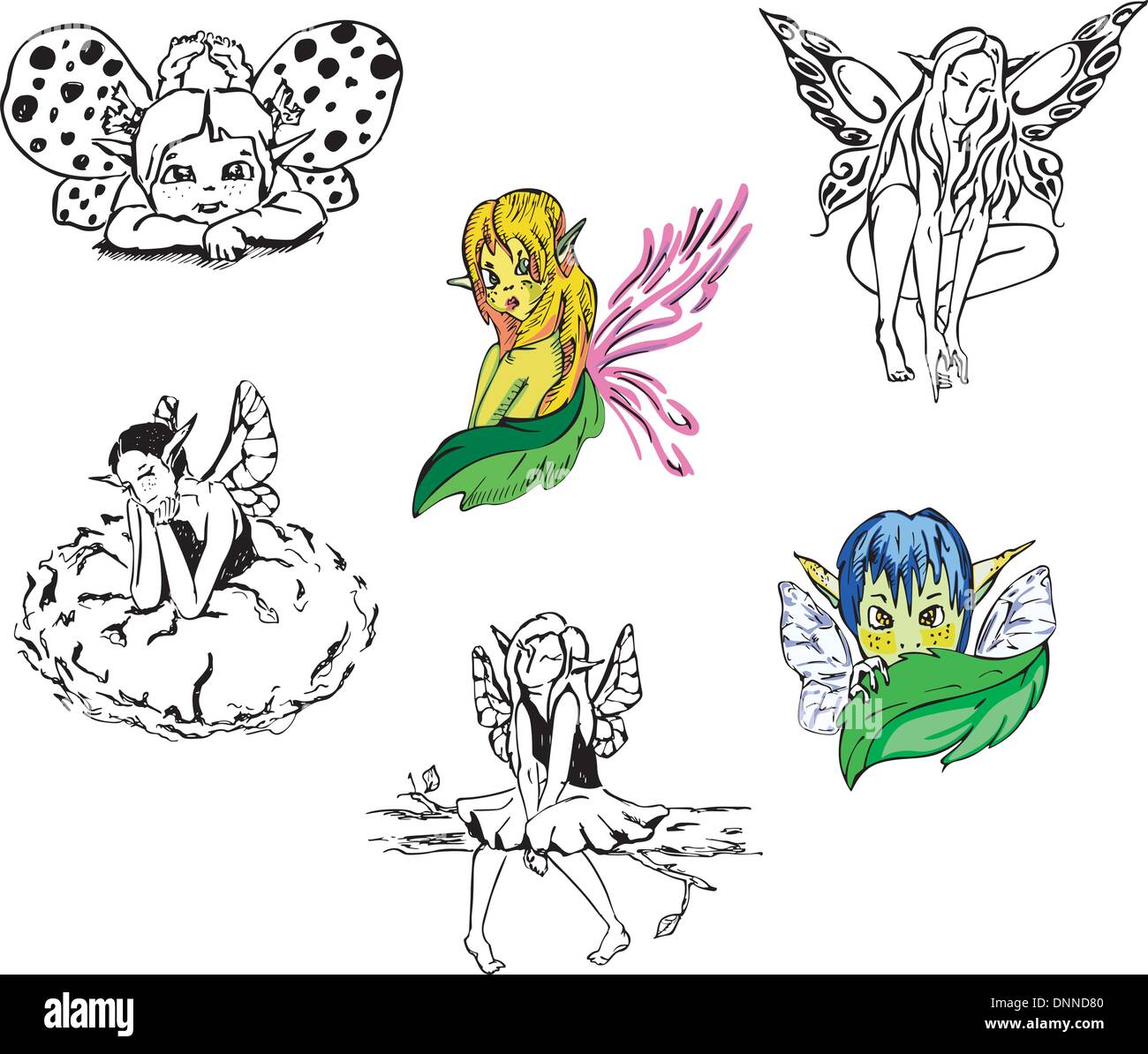 Girl fairies. Vector set Stock Vector Image & Art - Alamy