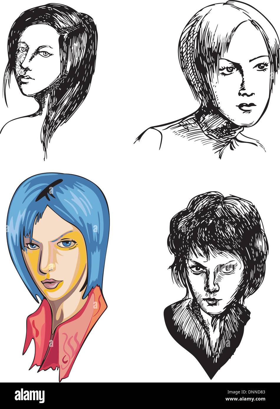 Girl portraits. Vector set Stock Vector Image & Art - Alamy