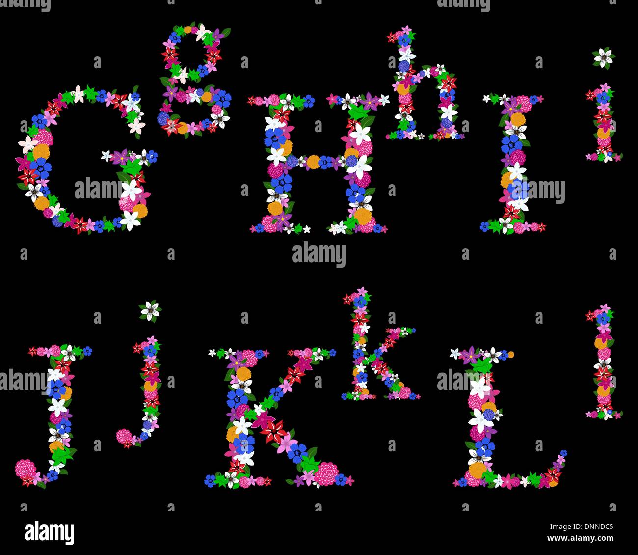 Floral alphabet for using in web and print design. Vector illustration ...