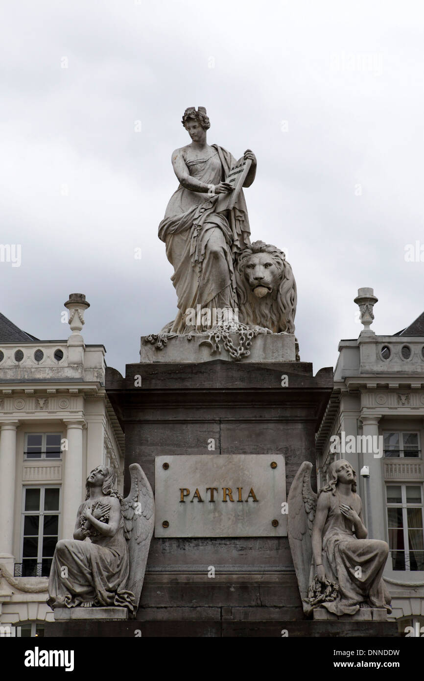 The Patria statue on Place des Martyrs in Brussels, Belgium Stock Photo ...