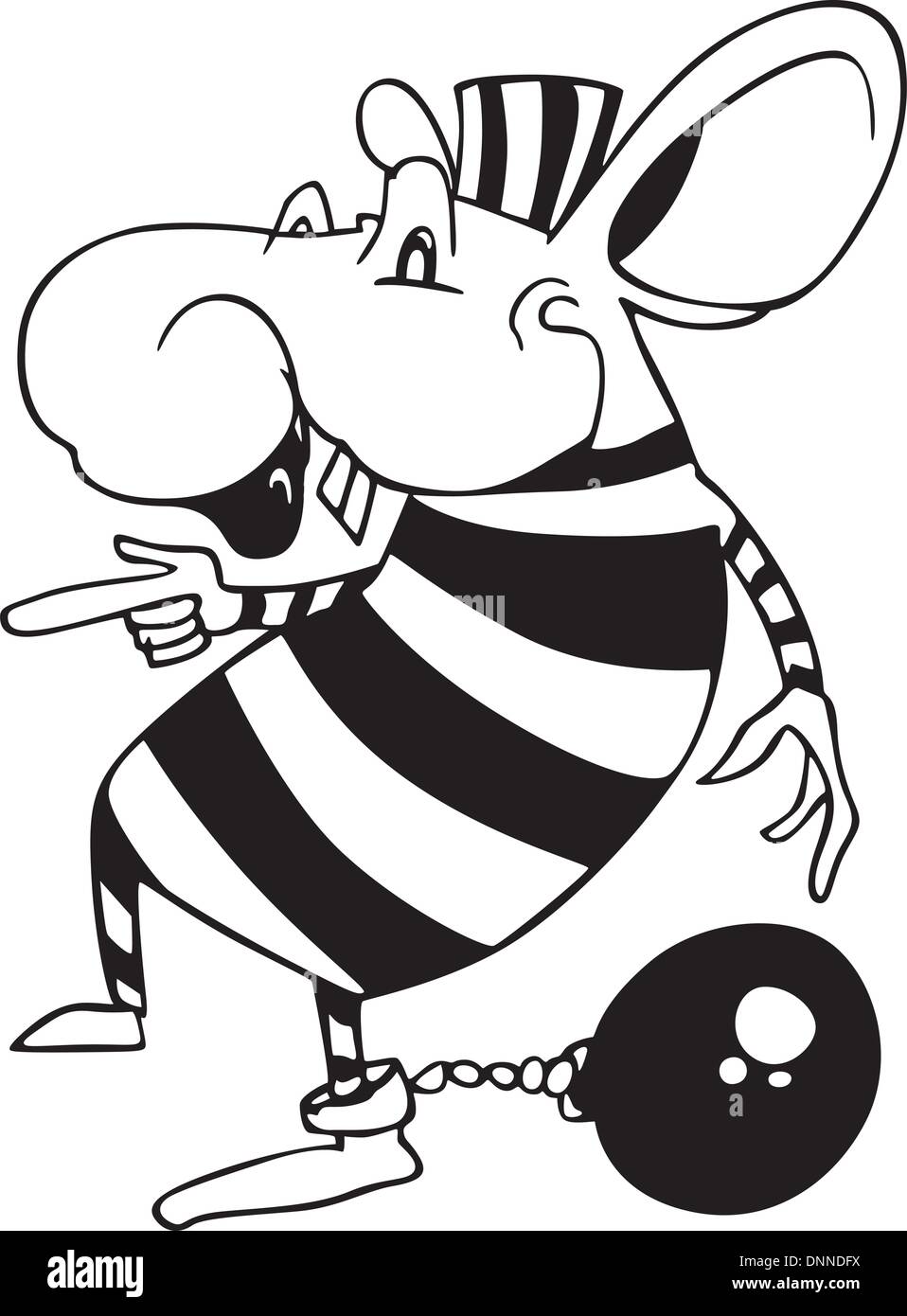Mouse prisoner. Cartoon. Black and white vector illustration Stock ...