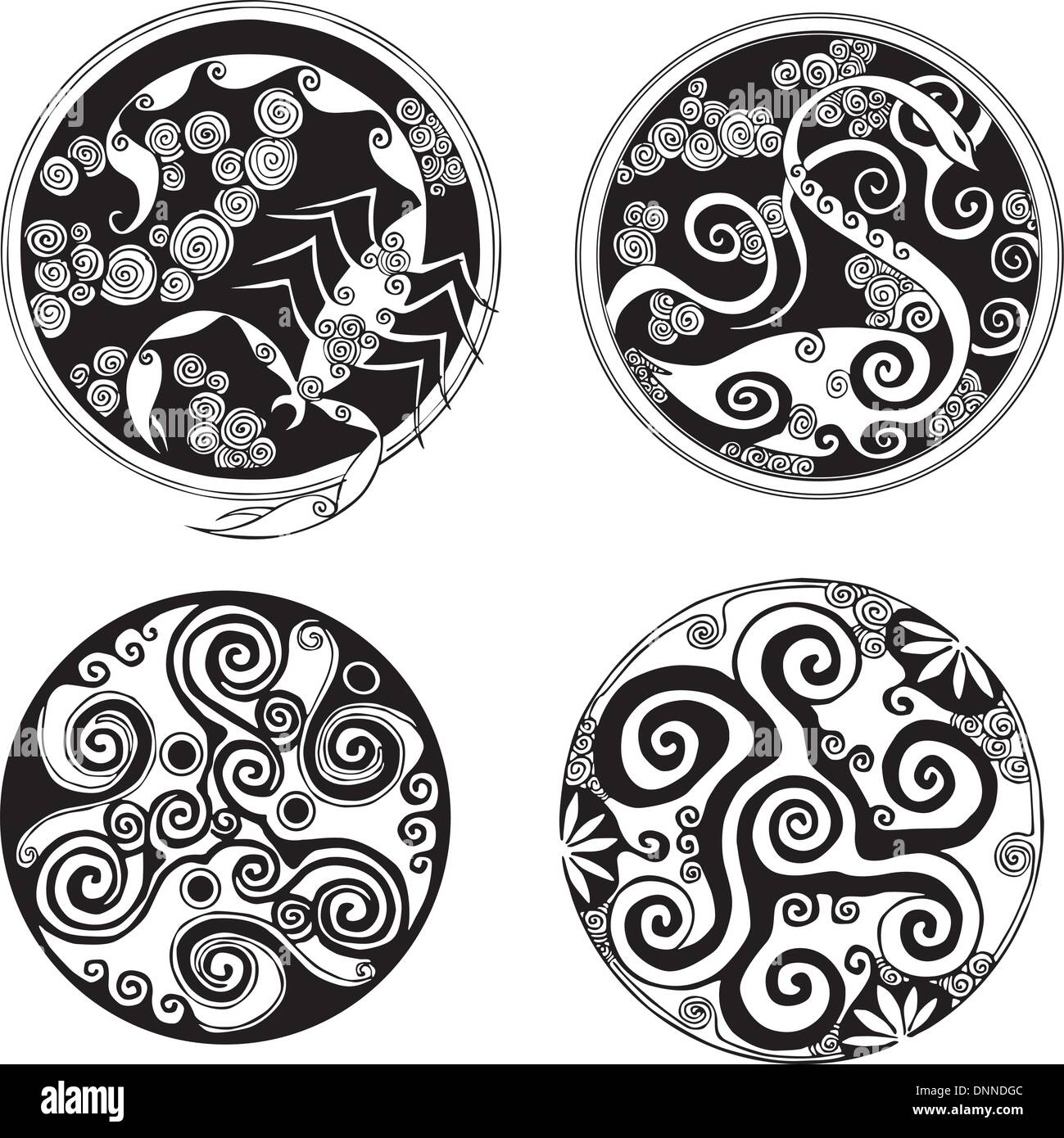 Round spiral designs. Vector set Stock Vector Image & Art - Alamy