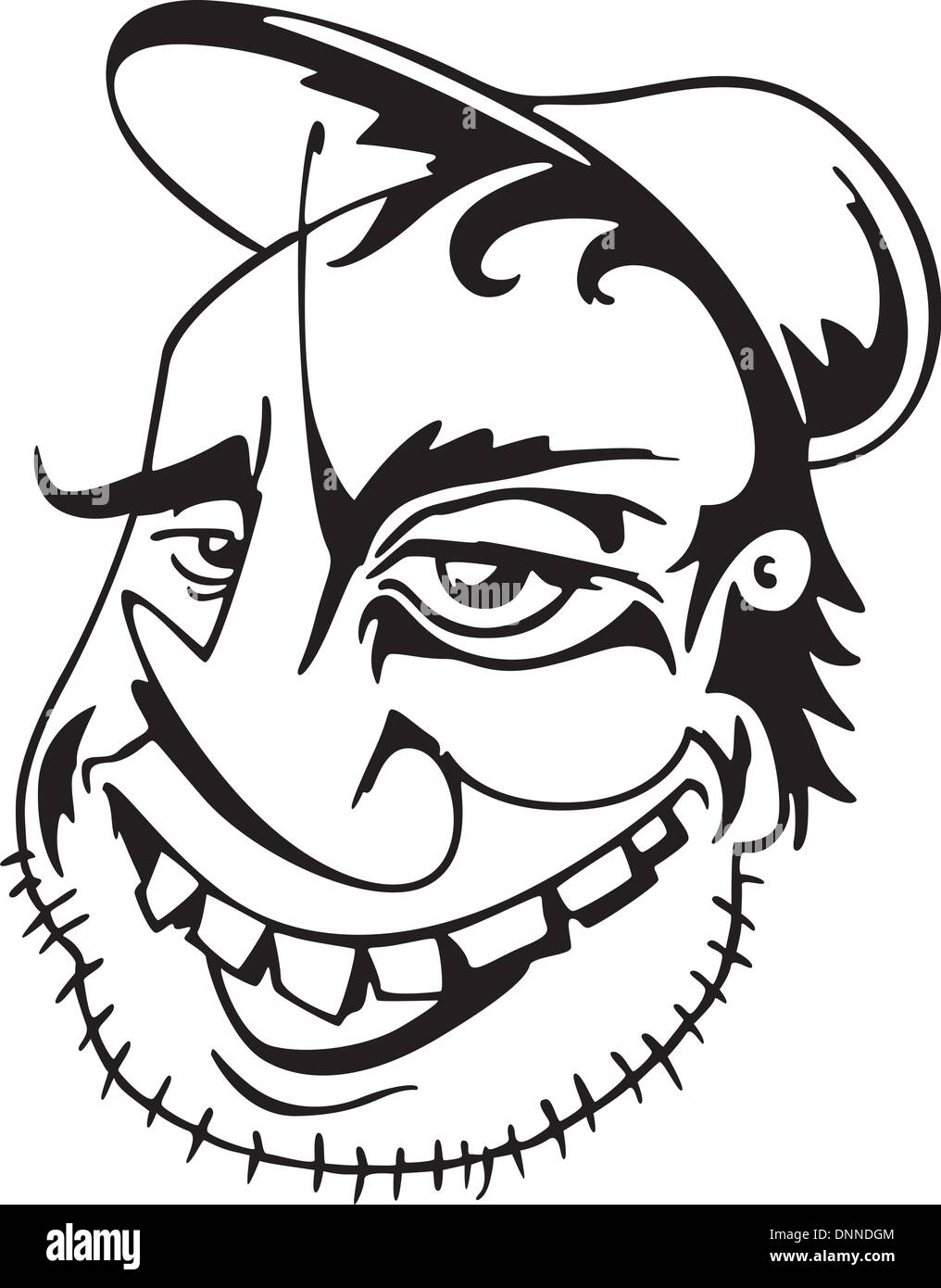 Face of a thief. Black and white vector illustration Stock Vector Image ...