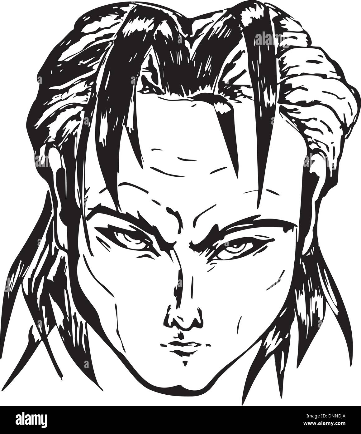Face of severe man. Black and white vector illustration Stock Vector ...