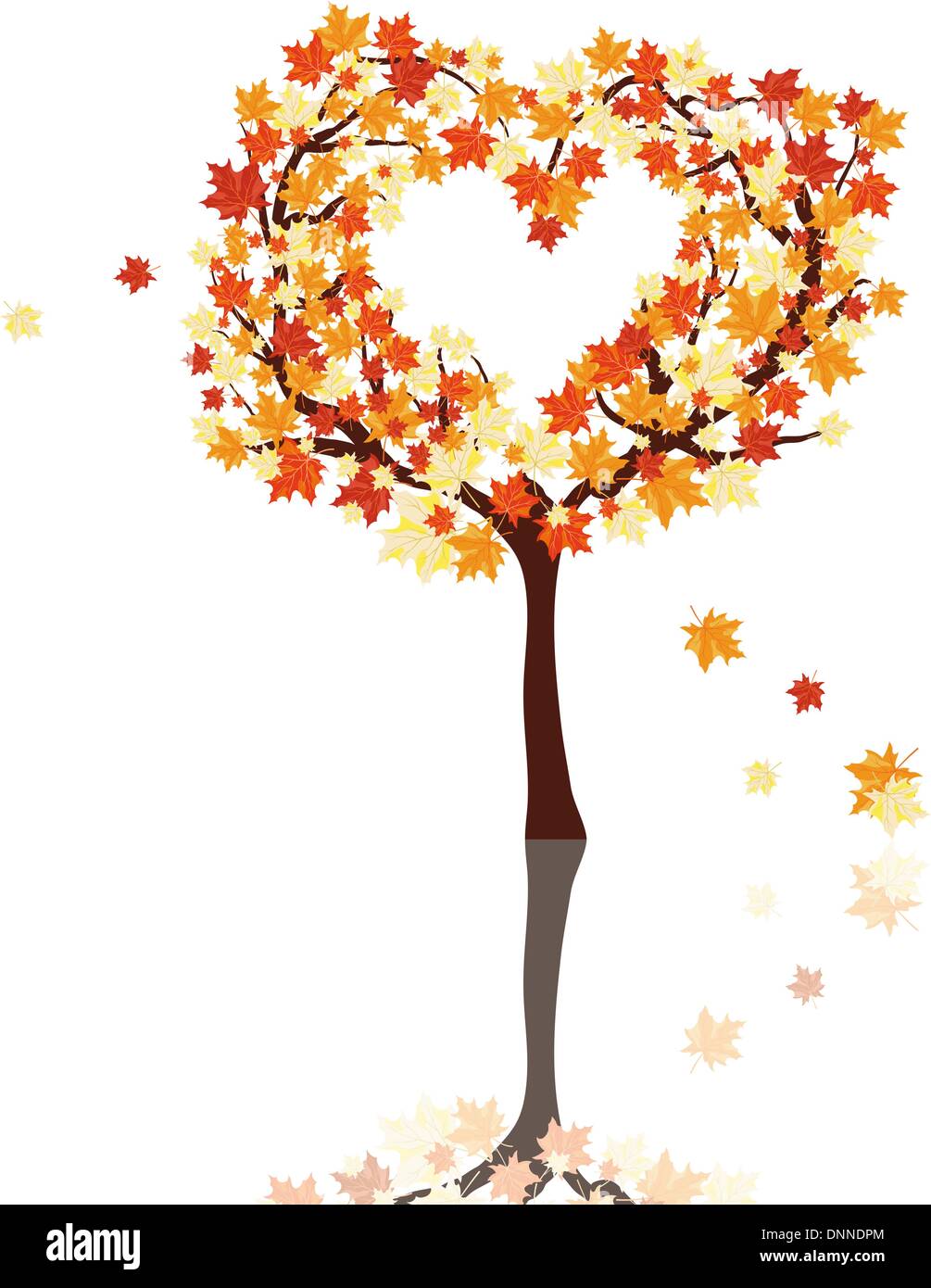 Autumn maples tree with falling leaves. Vector illustration Stock ...