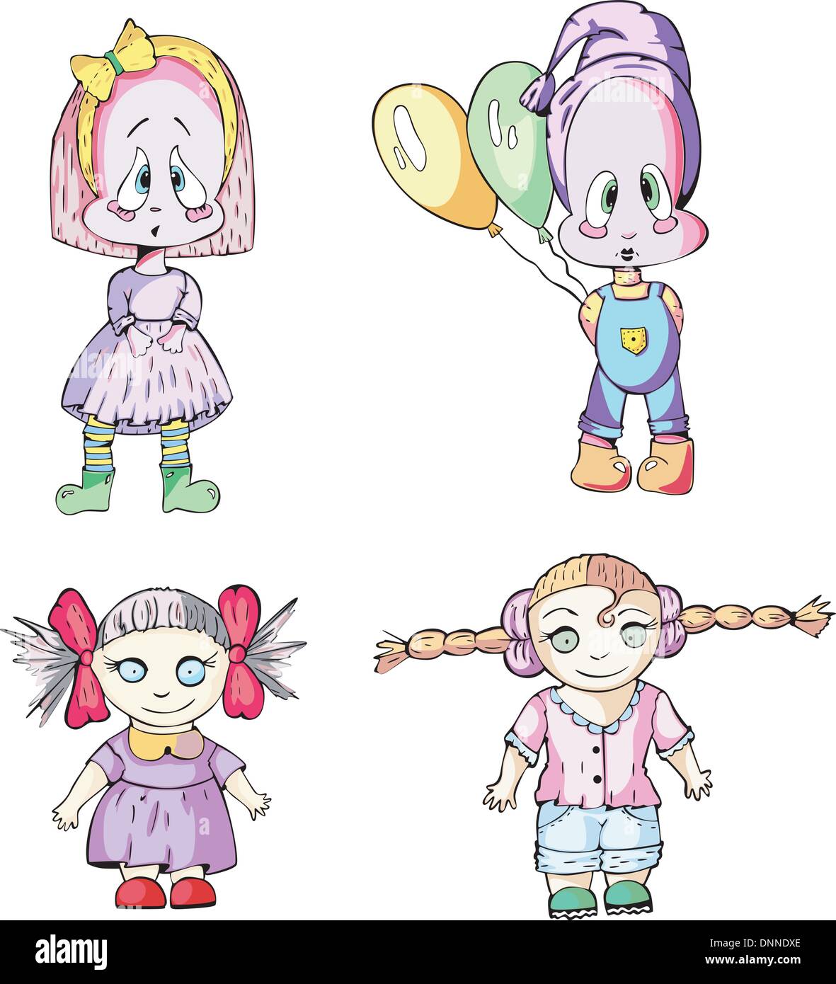 Funny children. Set of color vector illustrations Stock Vector Image ...