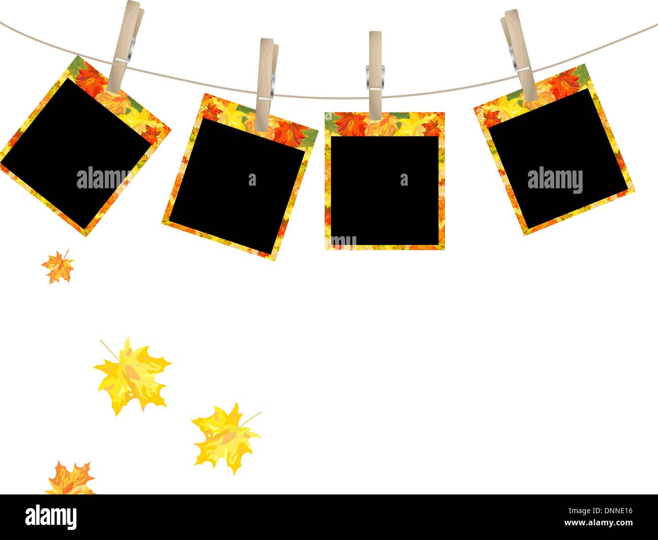 Polaroid photo with autumn maple design. Vector illustration Stock ...