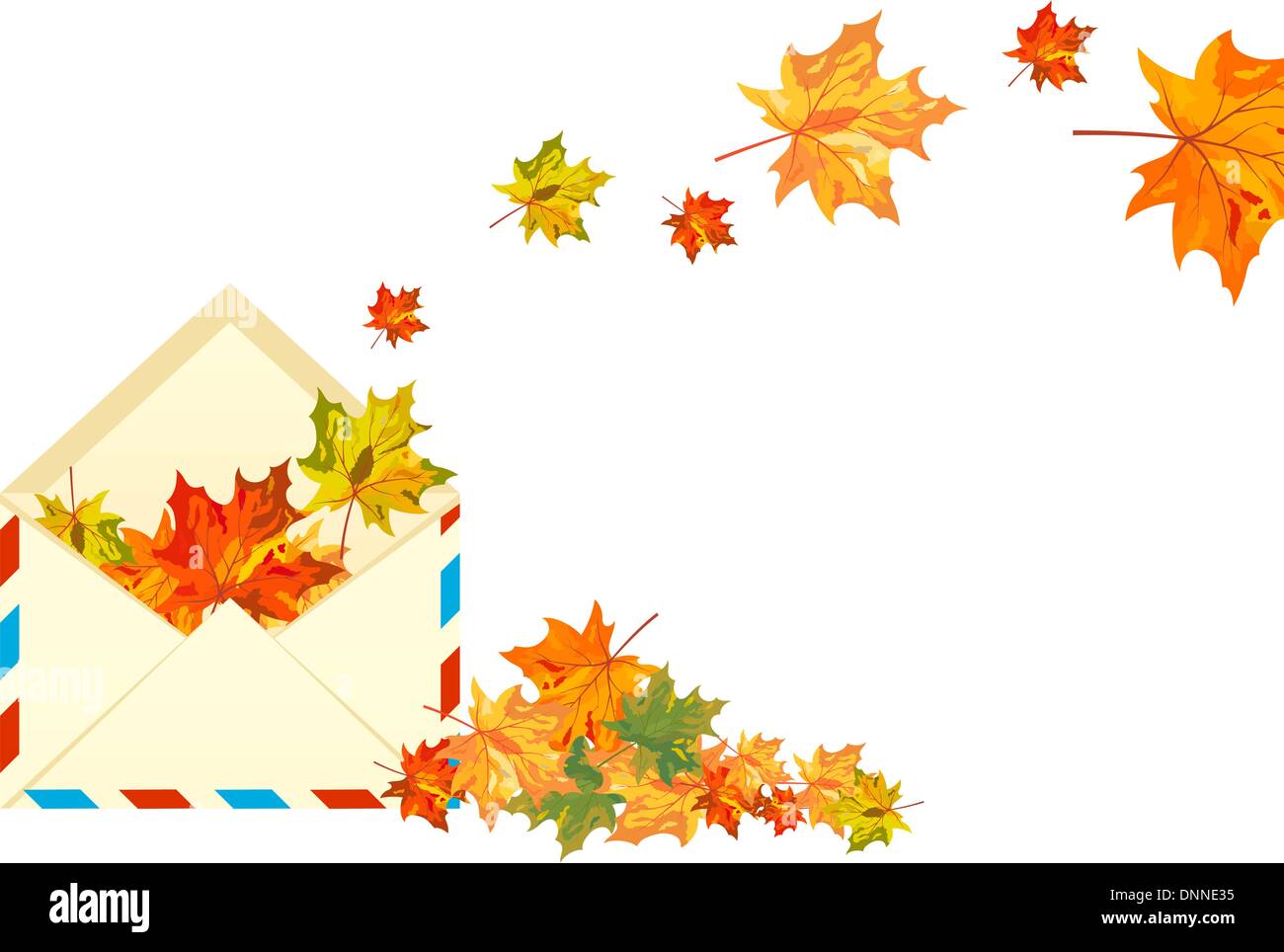Autumn maple tree leaves with envelope. Vector illustration Stock Vector Image & Art - Alamy