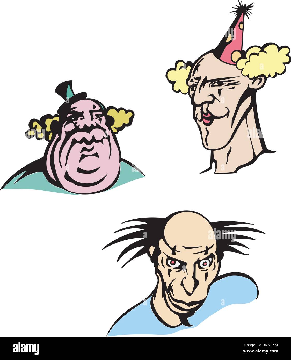 Three simple clown head designs. Vinyl-ready EPS Illustrations Stock ...