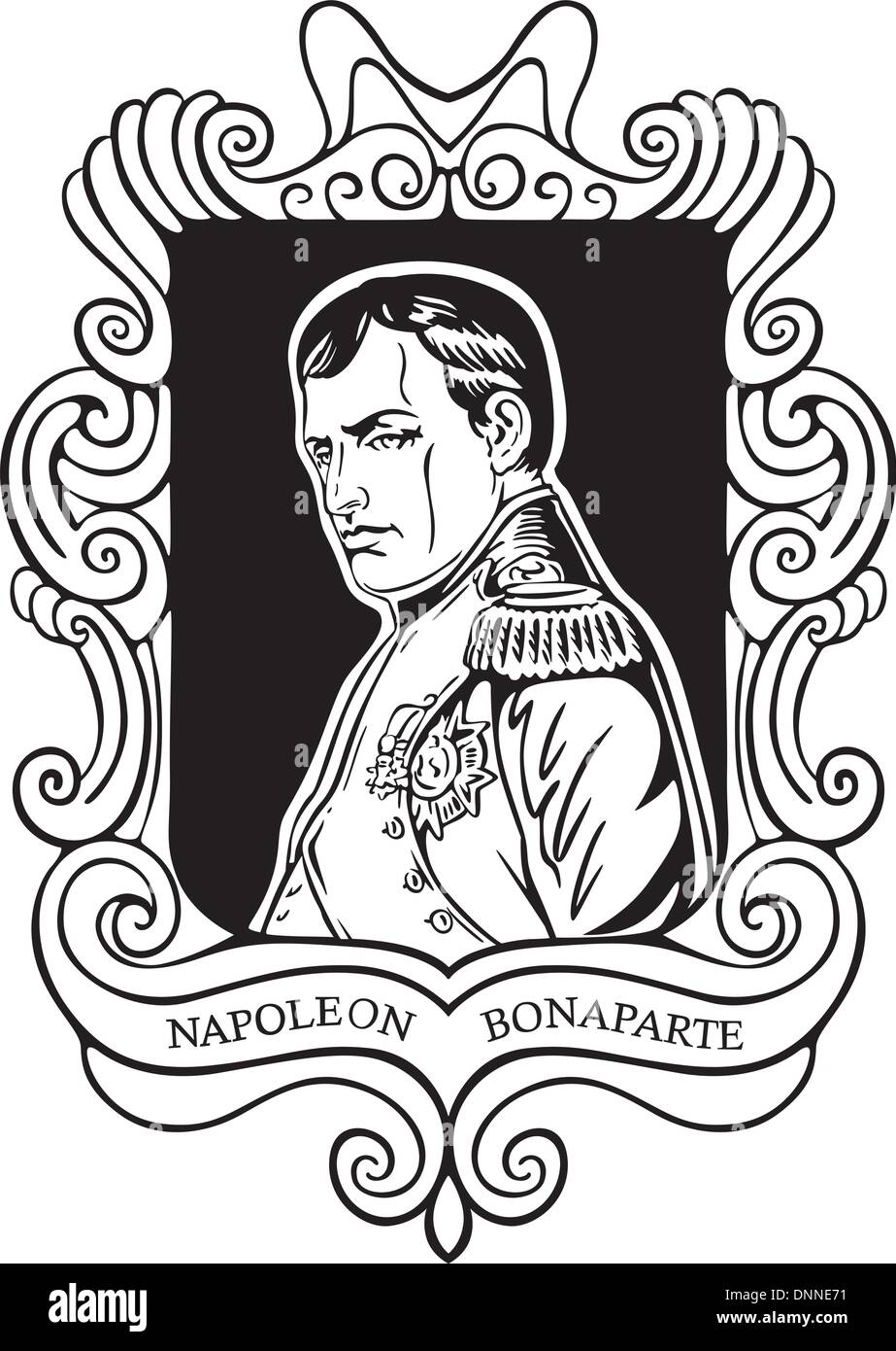 Portrait of Napoleon Bonaparte. Black and white vector illustration ...
