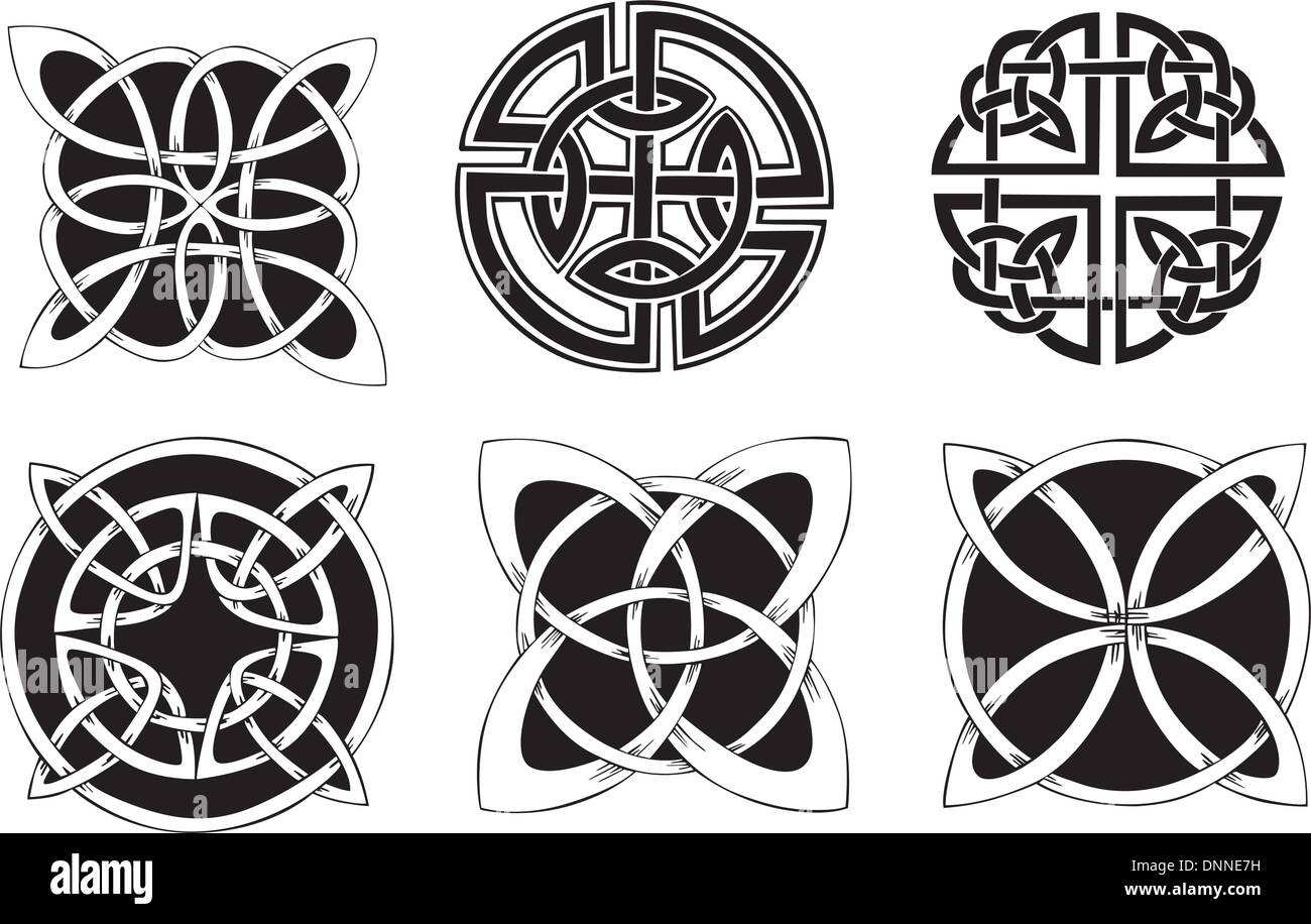 Six miscellaneous knot dingbat designs Vector vinyl-ready EPS ...