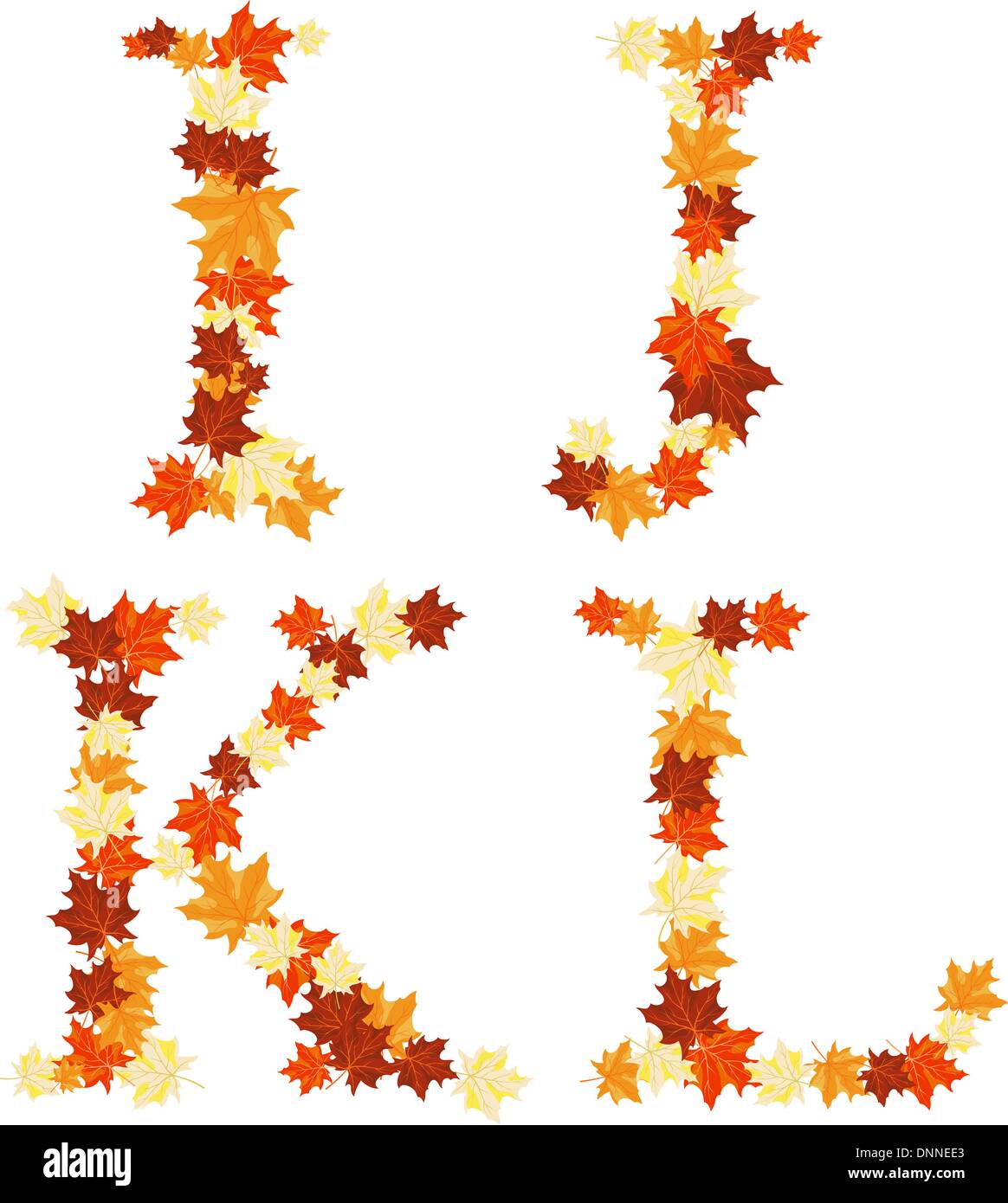 Autumn maples leaves letter set. Vector illustration Stock Vector Image ...