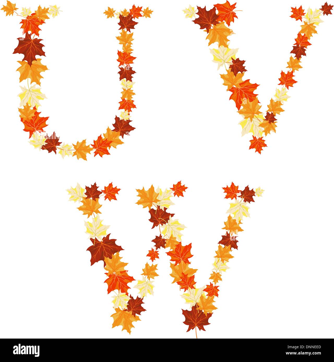 Autumn maples leaves letter set. Vector illustration Stock Vector Image ...