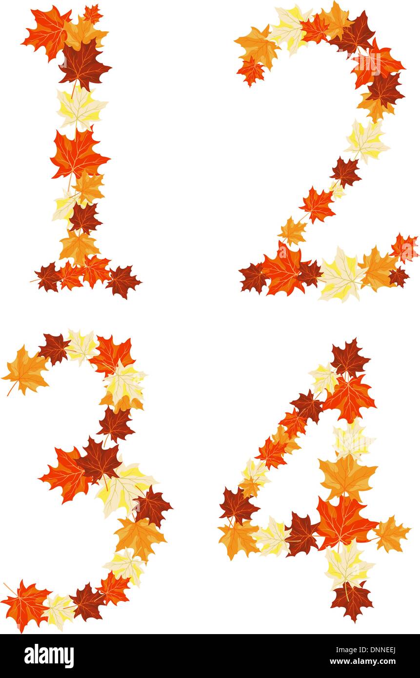 Autumn maples leaves letter set. Vector illustration Stock Vector Image ...