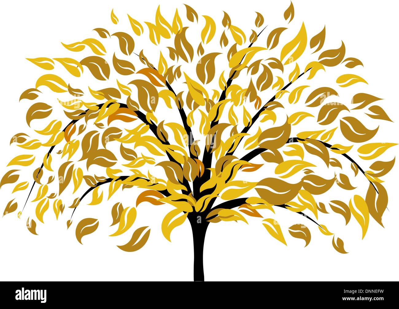 Autumn tree with falling down leaves. Vector illustration Stock Vector ...