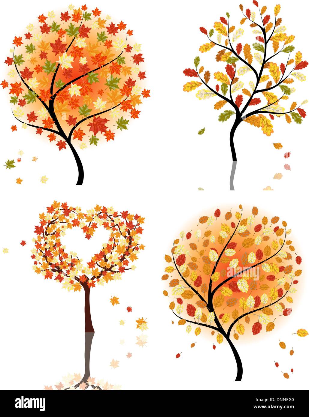 Set of four autumn tree. Vector illustration Stock Vector Image & Art ...