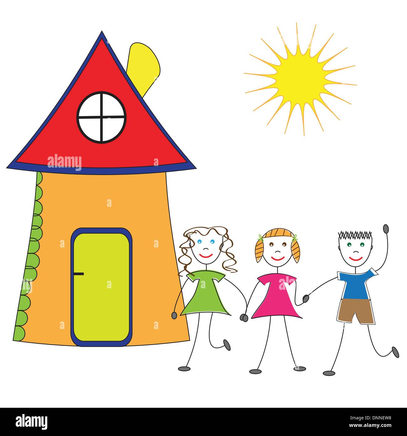 Children holding sun art Stock Vector Images - Alamy