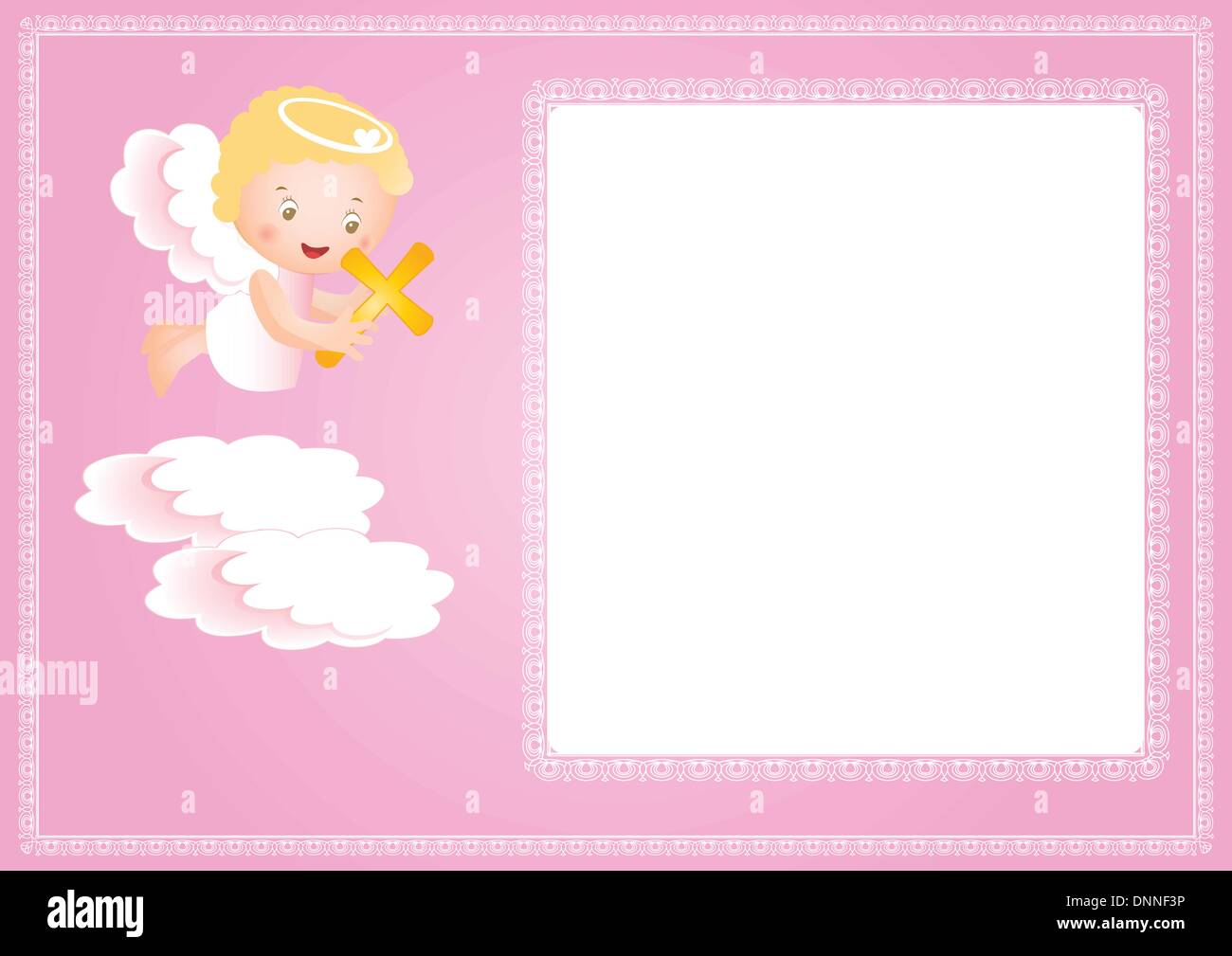Baby baptism frame with small angel Stock Vector Image & Art - Alamy