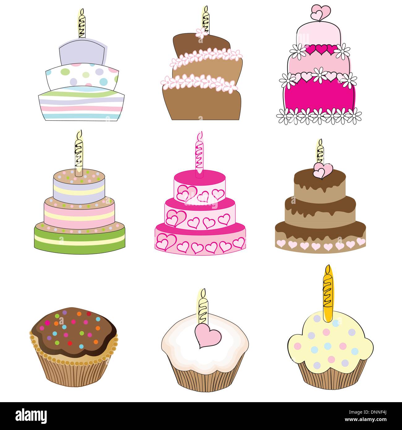 Candles on birthday cakes Cut Out Stock Images & Pictures - Alamy