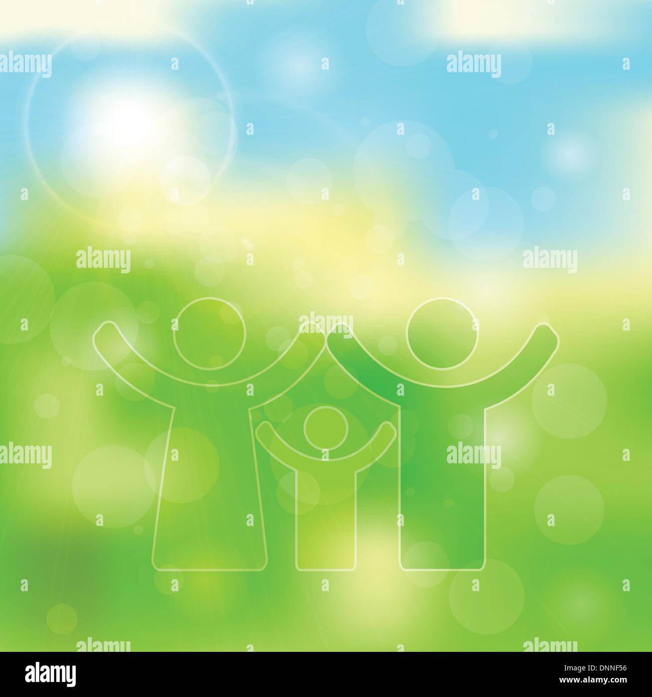Green and blue light abstract background with family icon Stock Vector ...