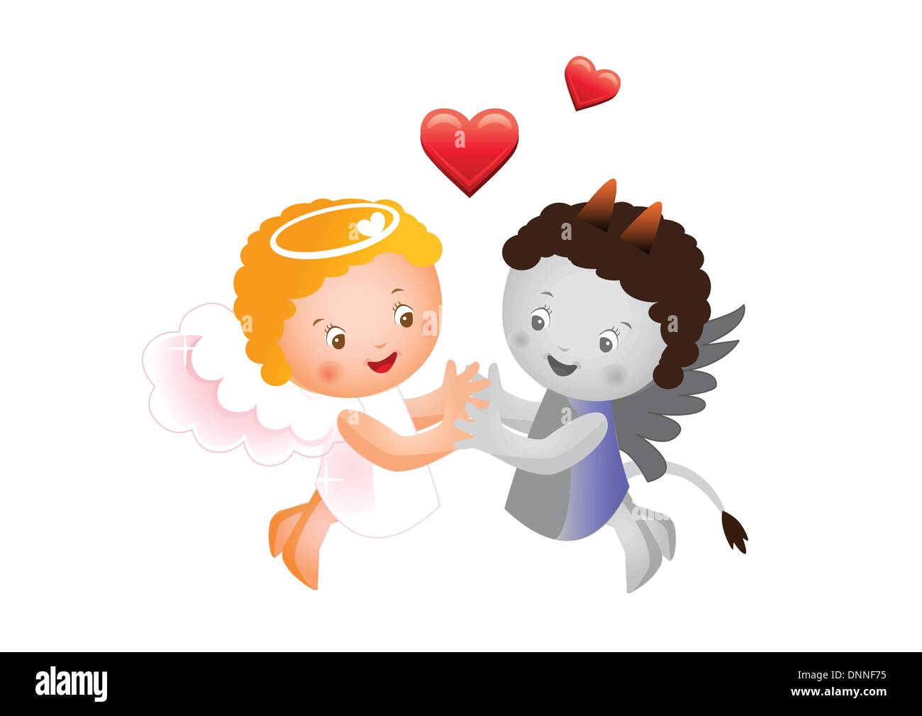 Angel and devil hold hands Stock Vector Image & Art - Alamy