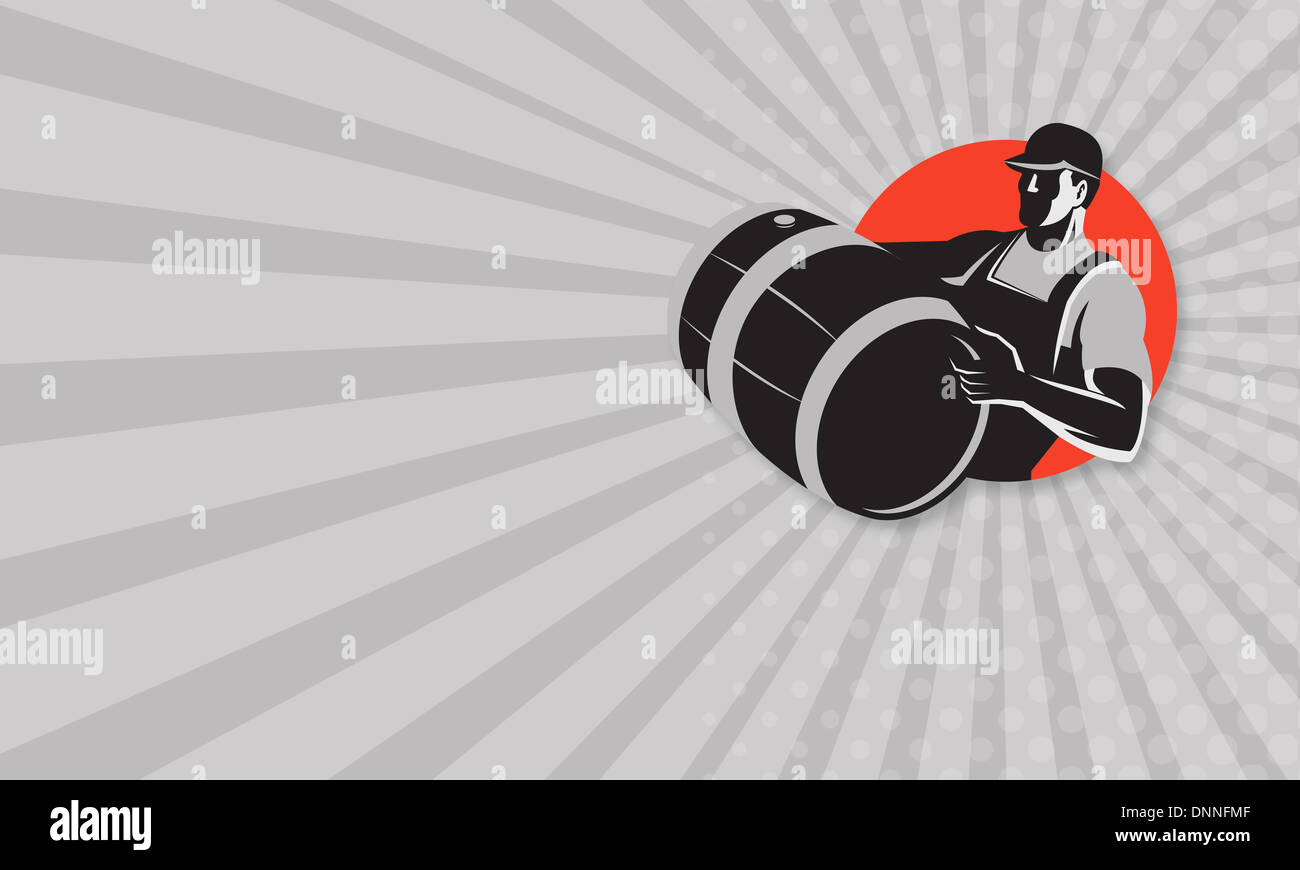 Business card template showing illustration of a barkeep, barkeeper ...