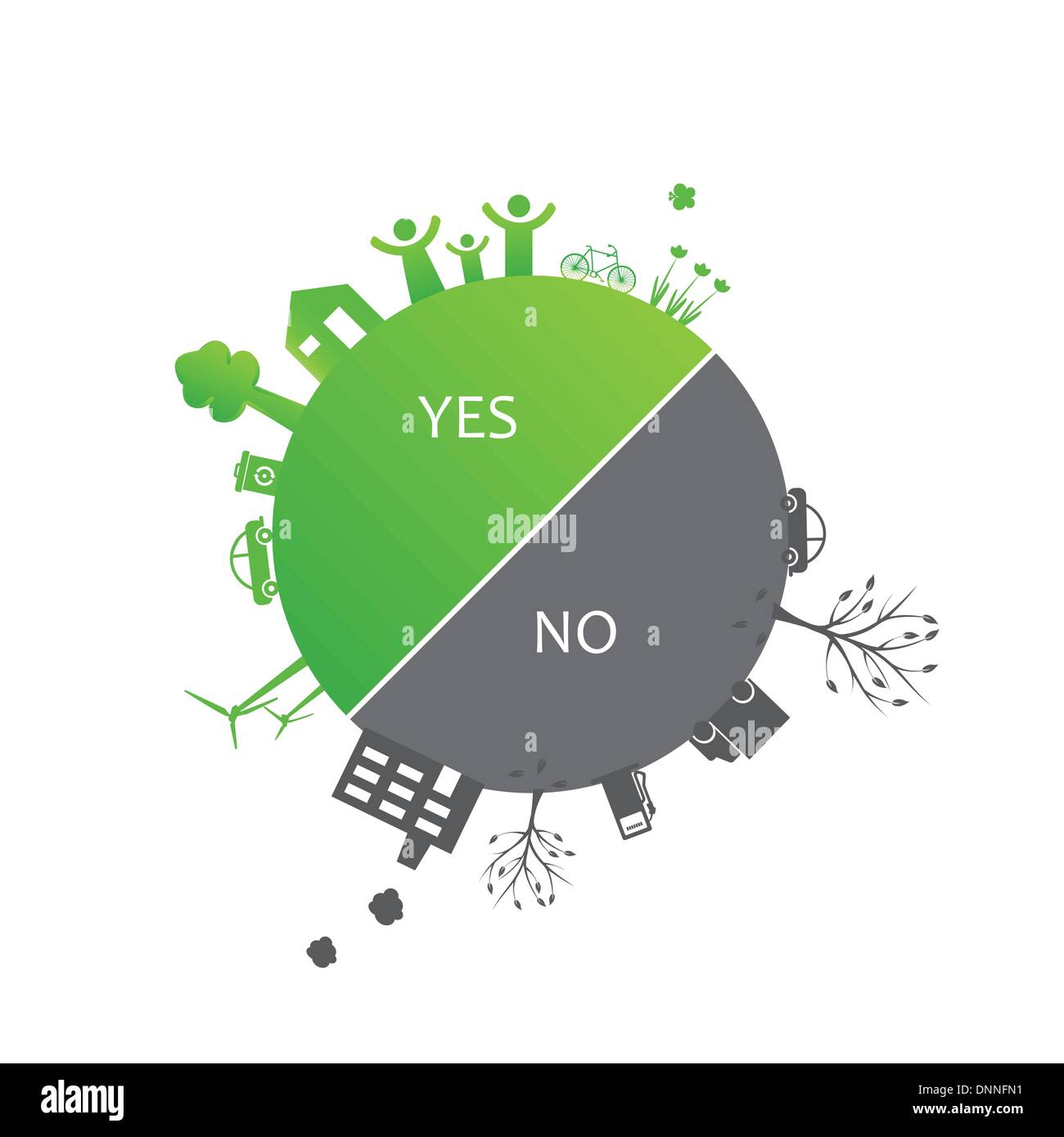 Protect the Earth: environment symbols on clean or dirty earth Stock ...