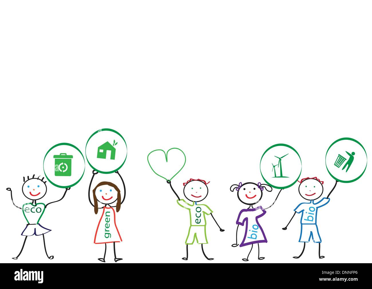 Small and happy kids with ecology symbol Stock Vector Image & Art - Alamy