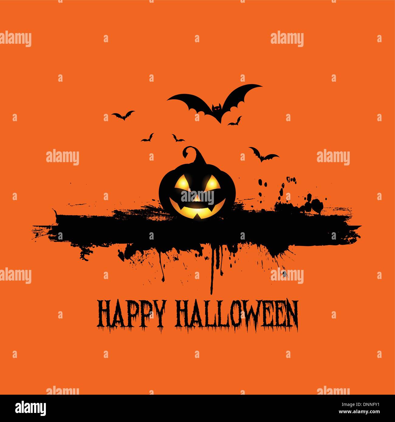Grunge style Halloween background with pumpkin and bats Stock Vector ...