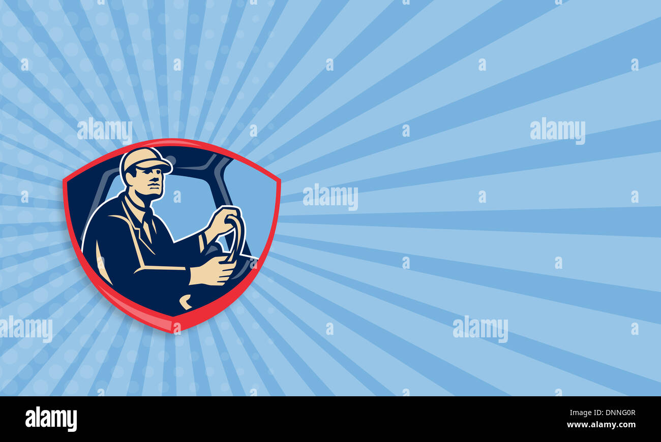 Business card template showing illustration of a bus or truck driver ...