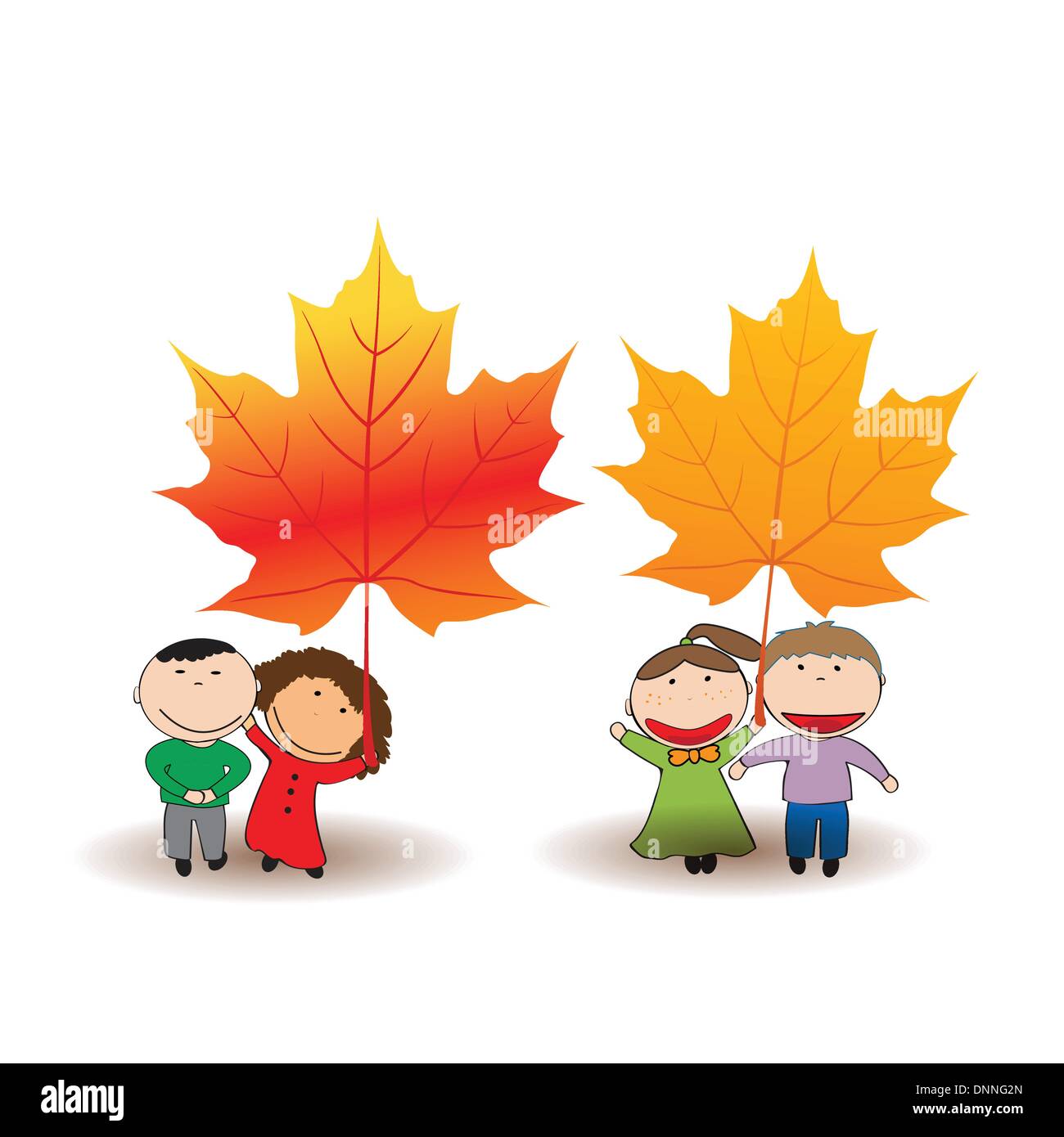 Illustration kids playing autumn leaves hi-res stock photography and ...