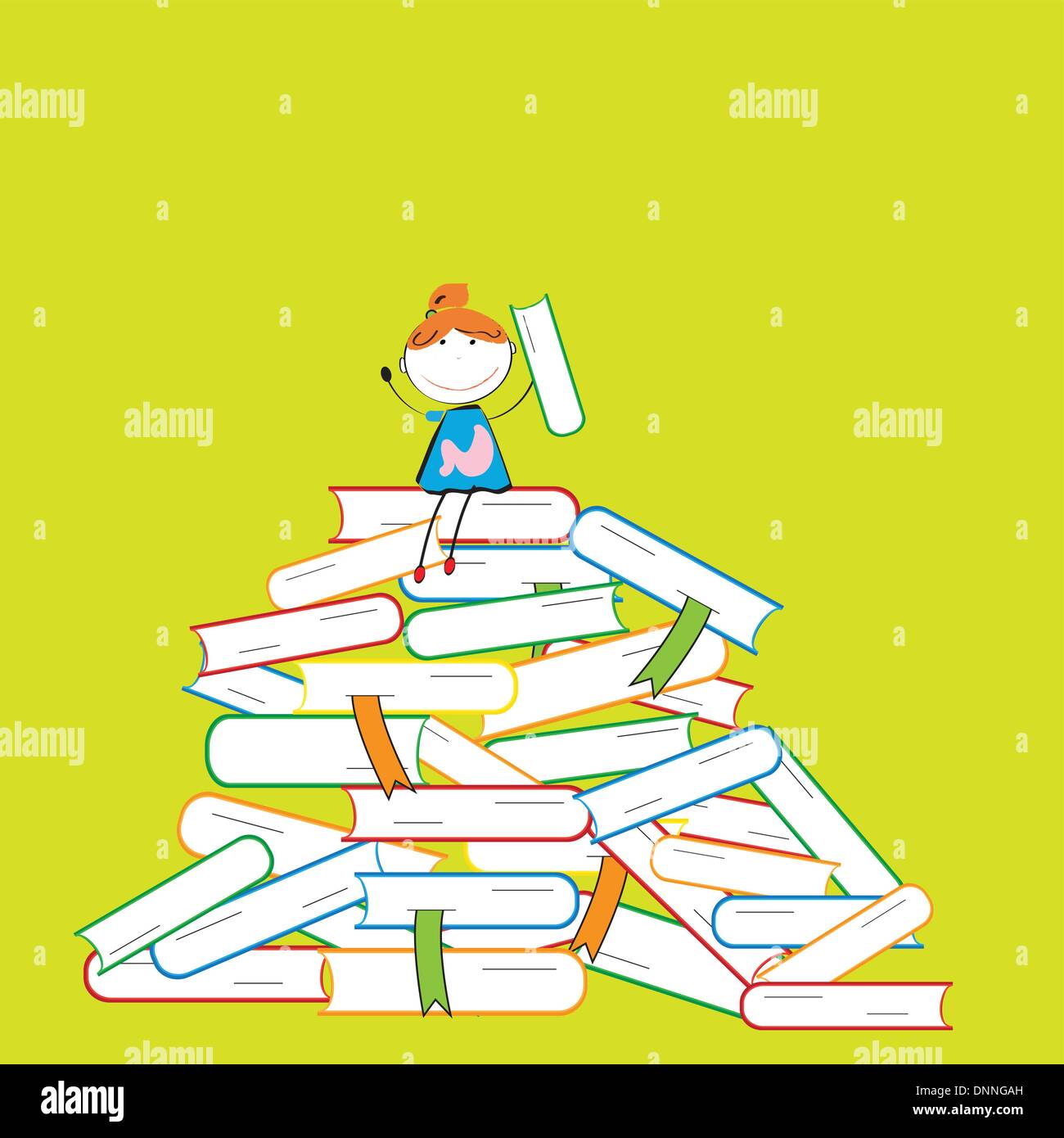 Happy colorful kids on many colorful books Stock Vector Image & Art - Alamy