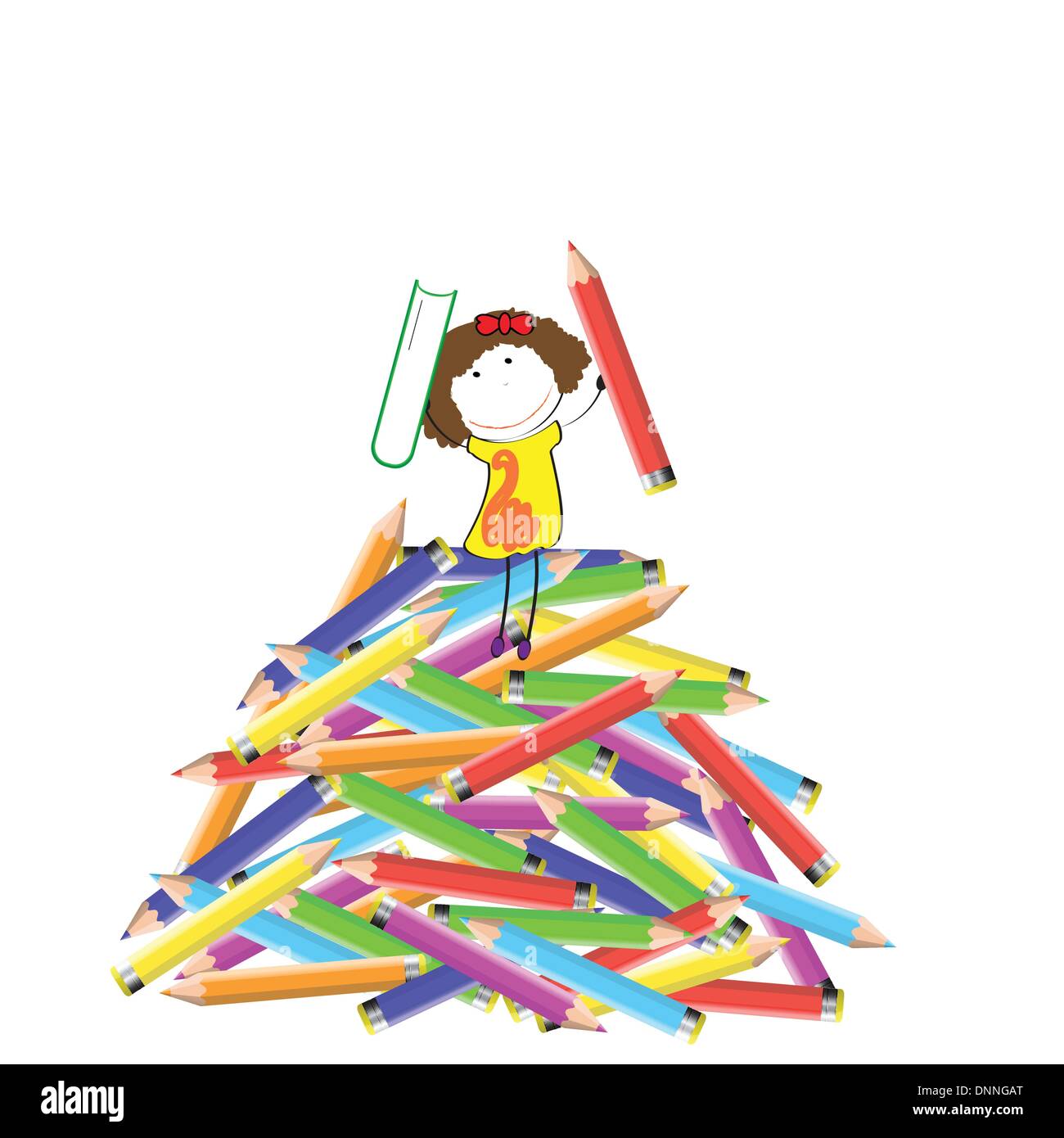 Happy colorful kids on many colorful crayon Stock Vector Image & Art ...