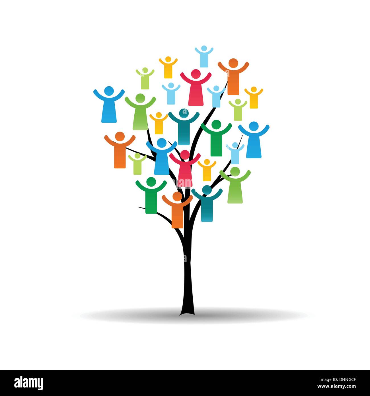 Abstract and colorful figures showing happy peoples on tree Stock ...