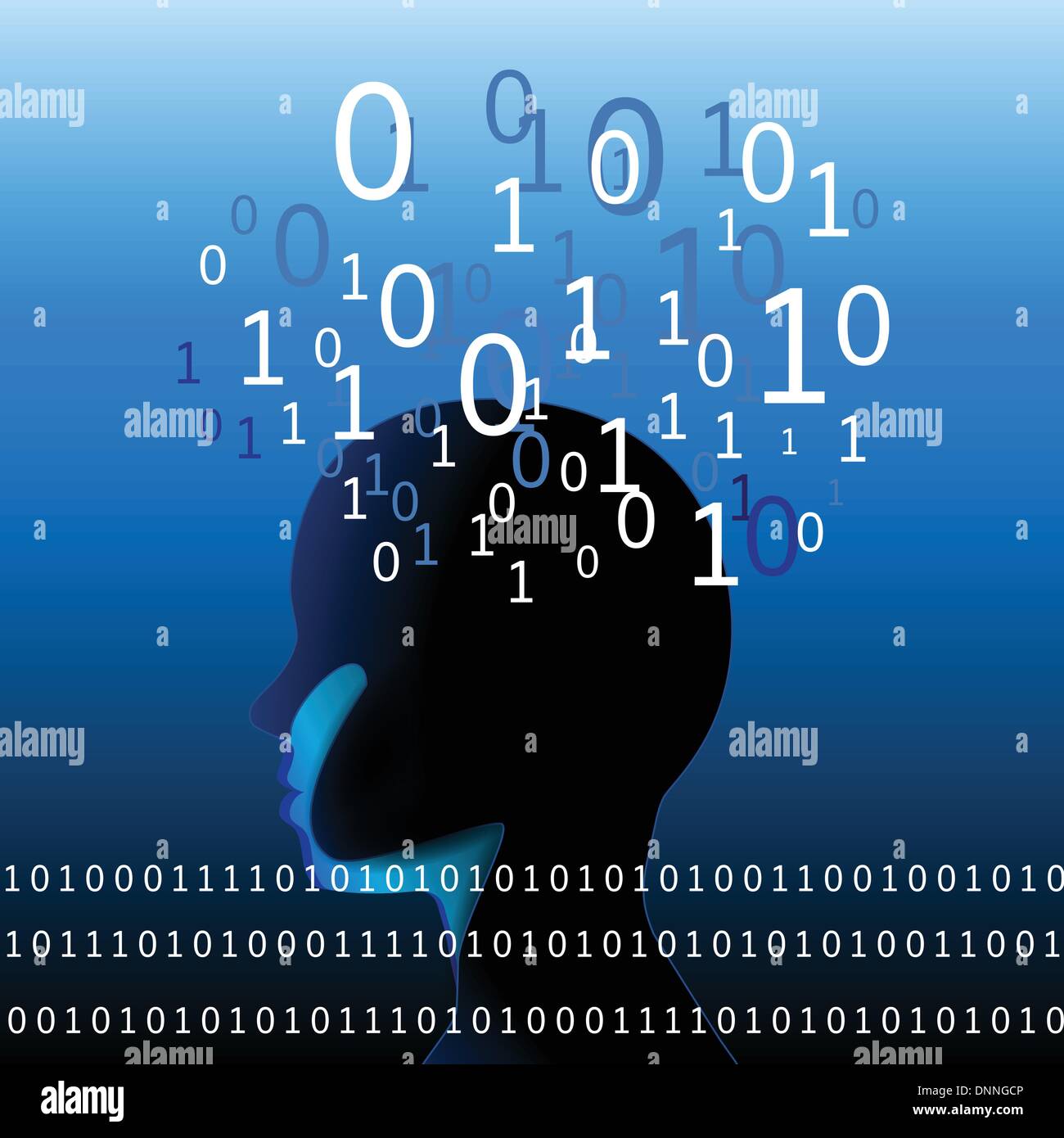 Abstarct human head with many binnary code Stock Vector Image & Art - Alamy
