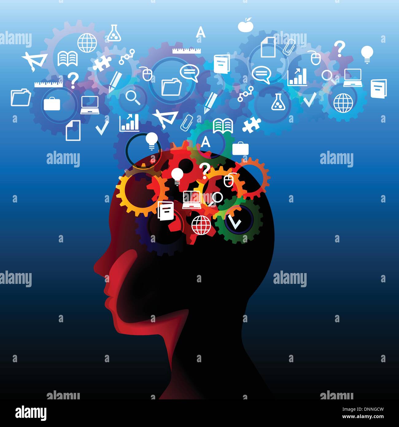 Human head with many question Stock Vector Images - Alamy