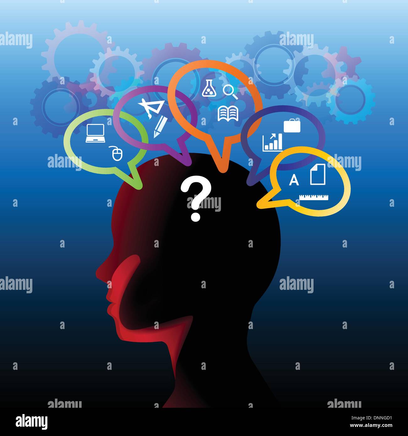 Human head with many question, thinking abstract Stock Vector Image ...