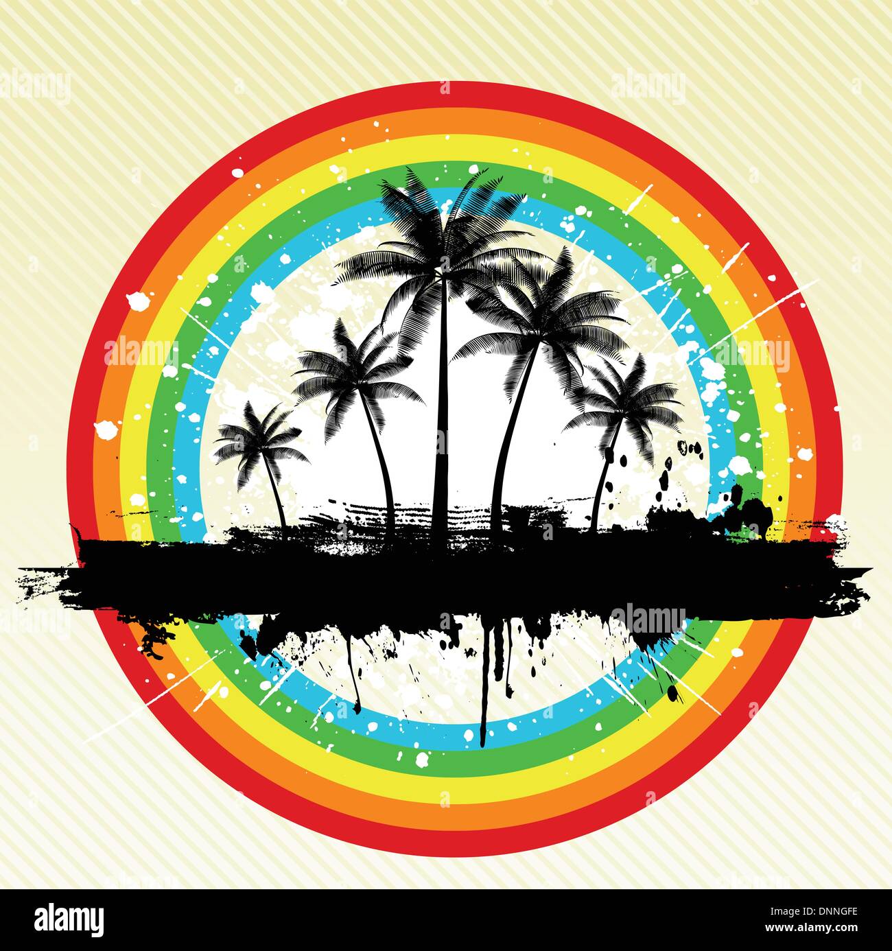 Palm trees on grunge rainbow background Stock Vector Image & Art - Alamy