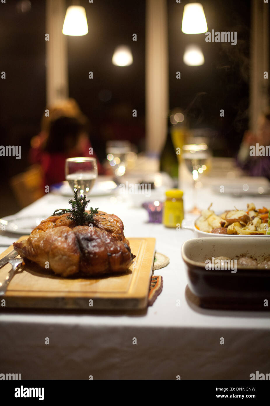 Christmas Dinner is waiting to be served at a set table - road turkey ...