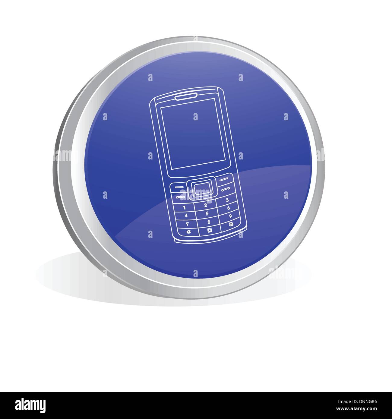 Blue button with mobile symbol Stock Vector Image & Art - Alamy