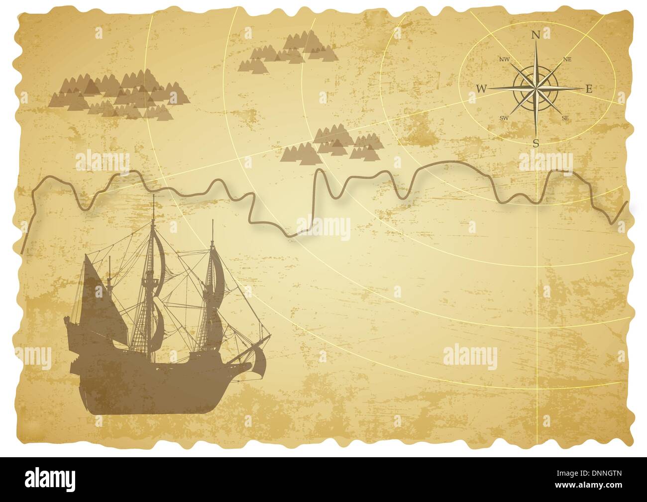 Cute and treasure map in vintage style Stock Vector Image & Art - Alamy