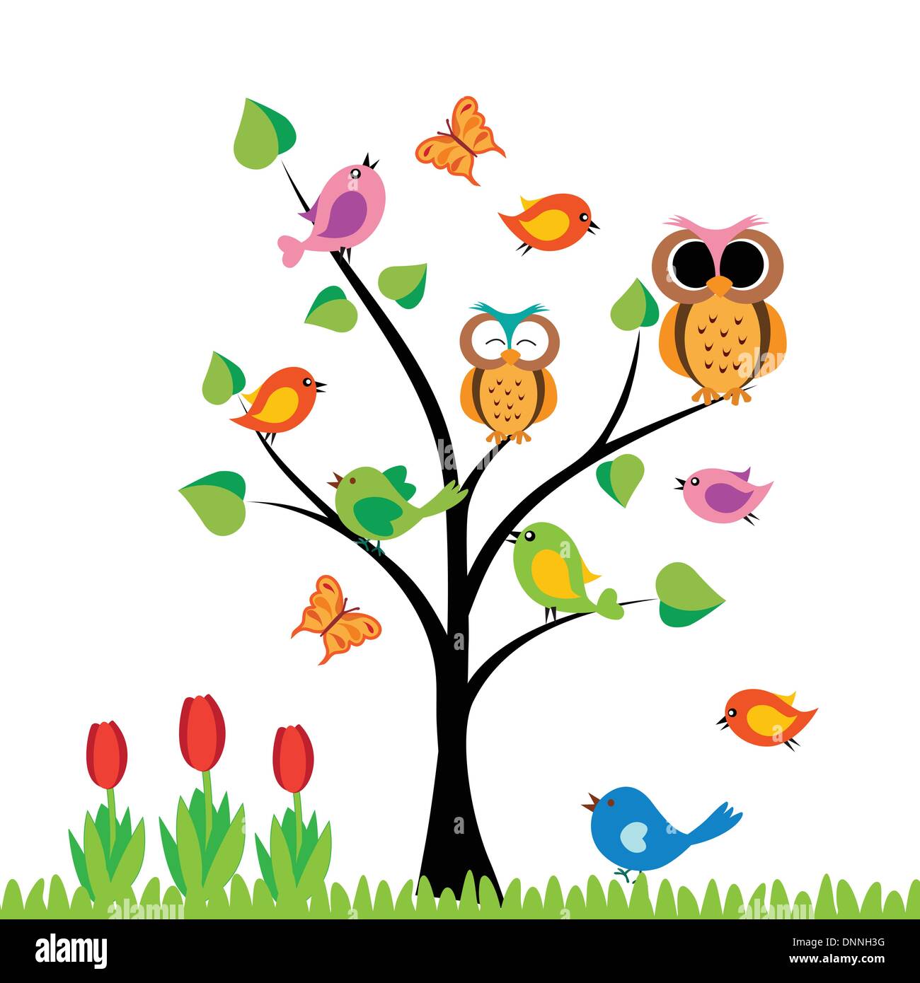 Cute Tree With Birds