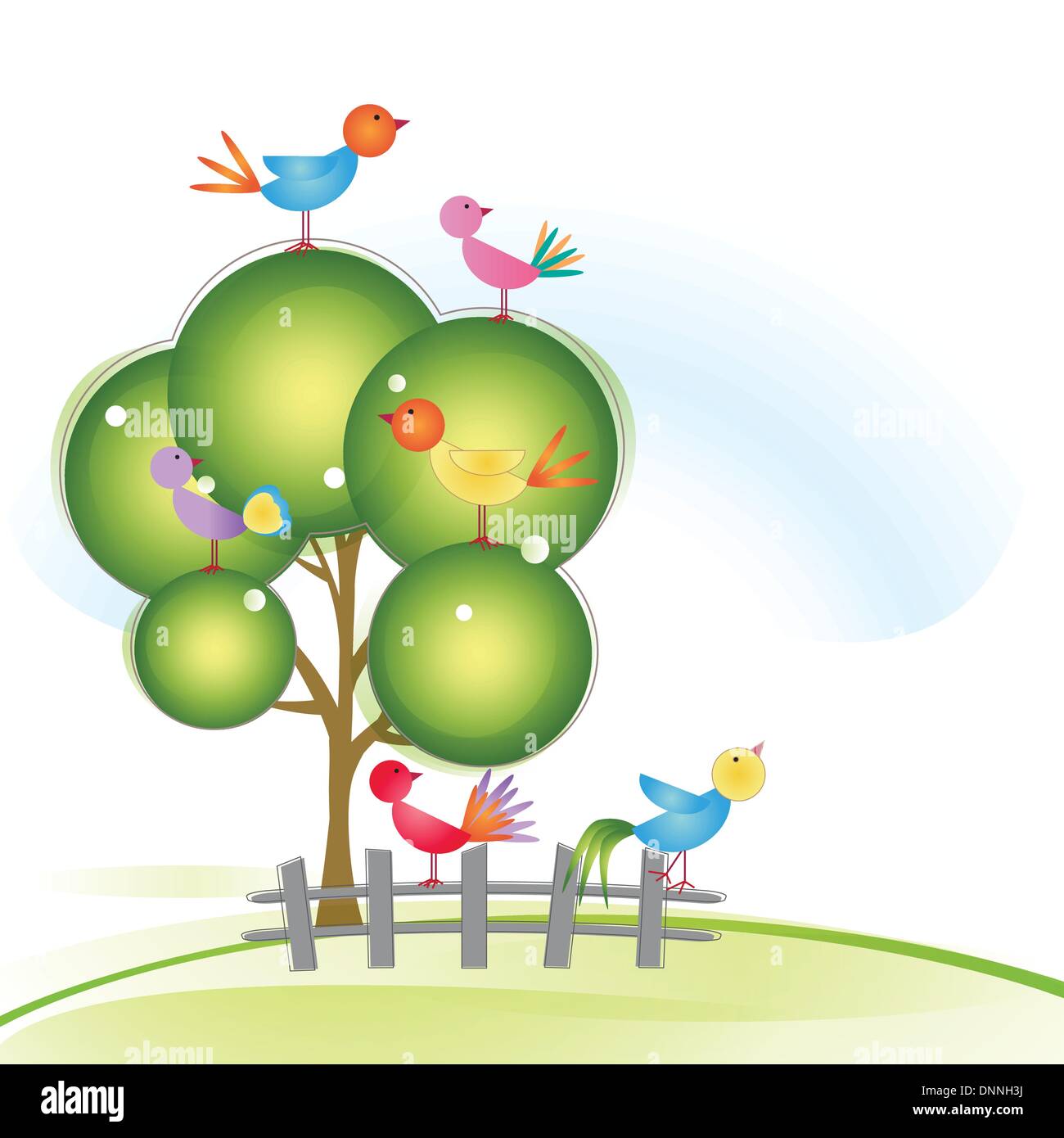 Colorful landscape cartoon birds Stock Vector Images - Alamy
