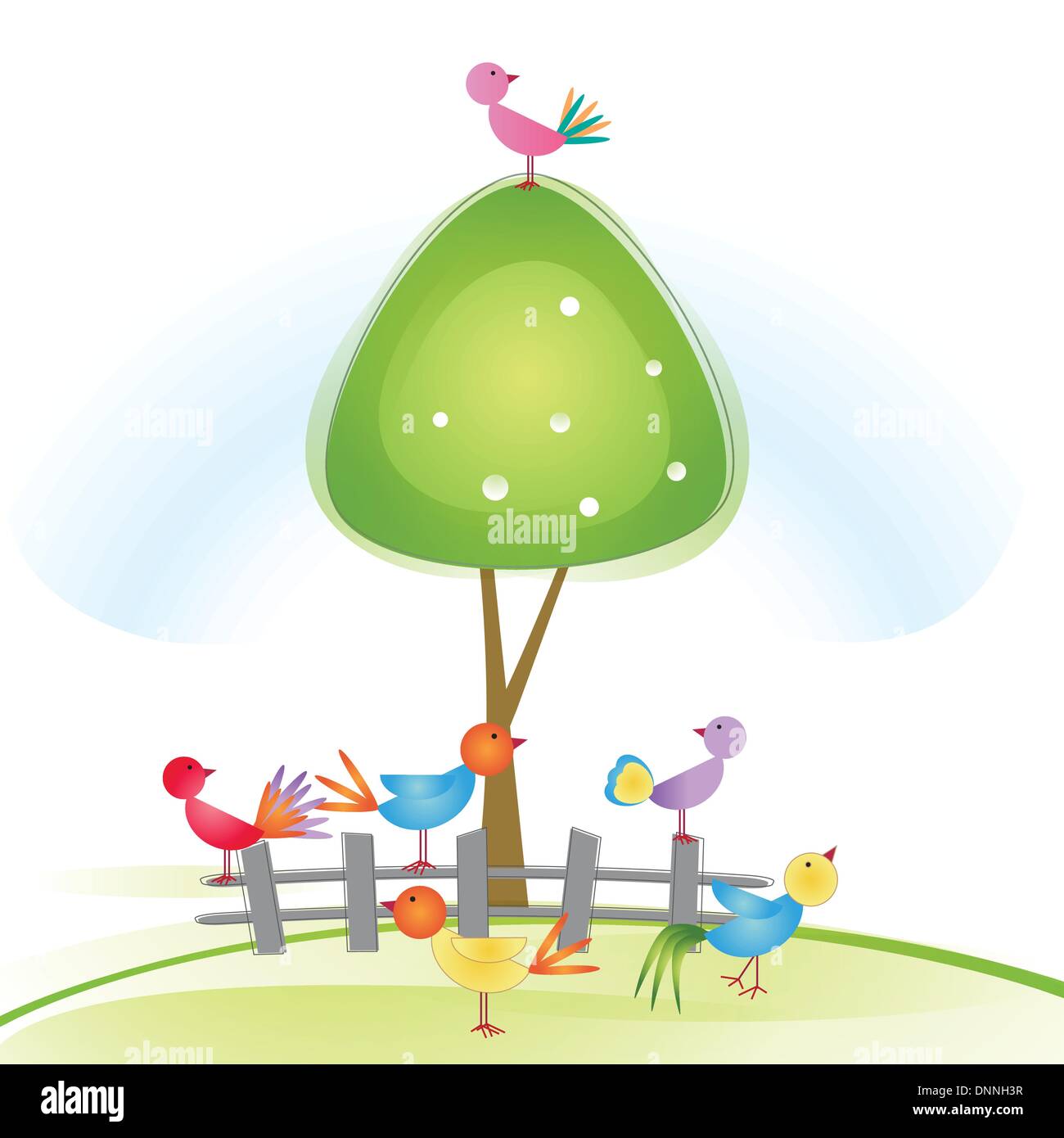 Colorful landscape cartoon birds Stock Vector Images - Alamy