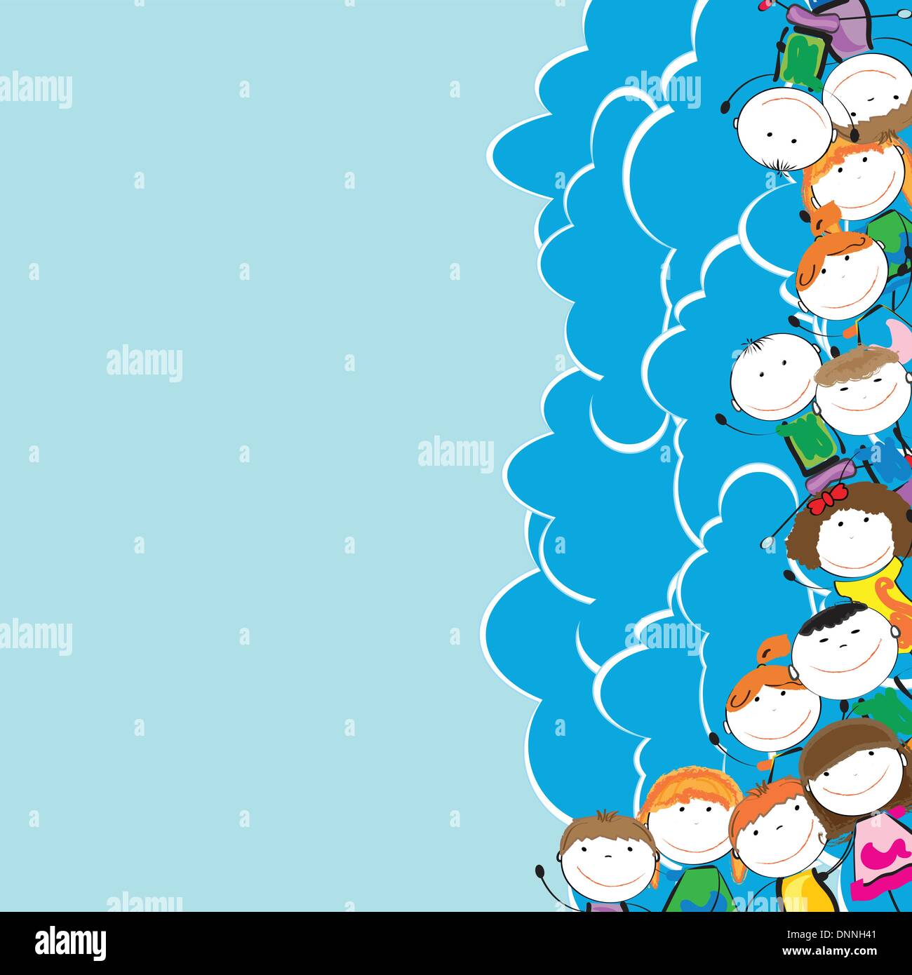 Happy and cute girls and boys with clouds Stock Vector Image & Art - Alamy
