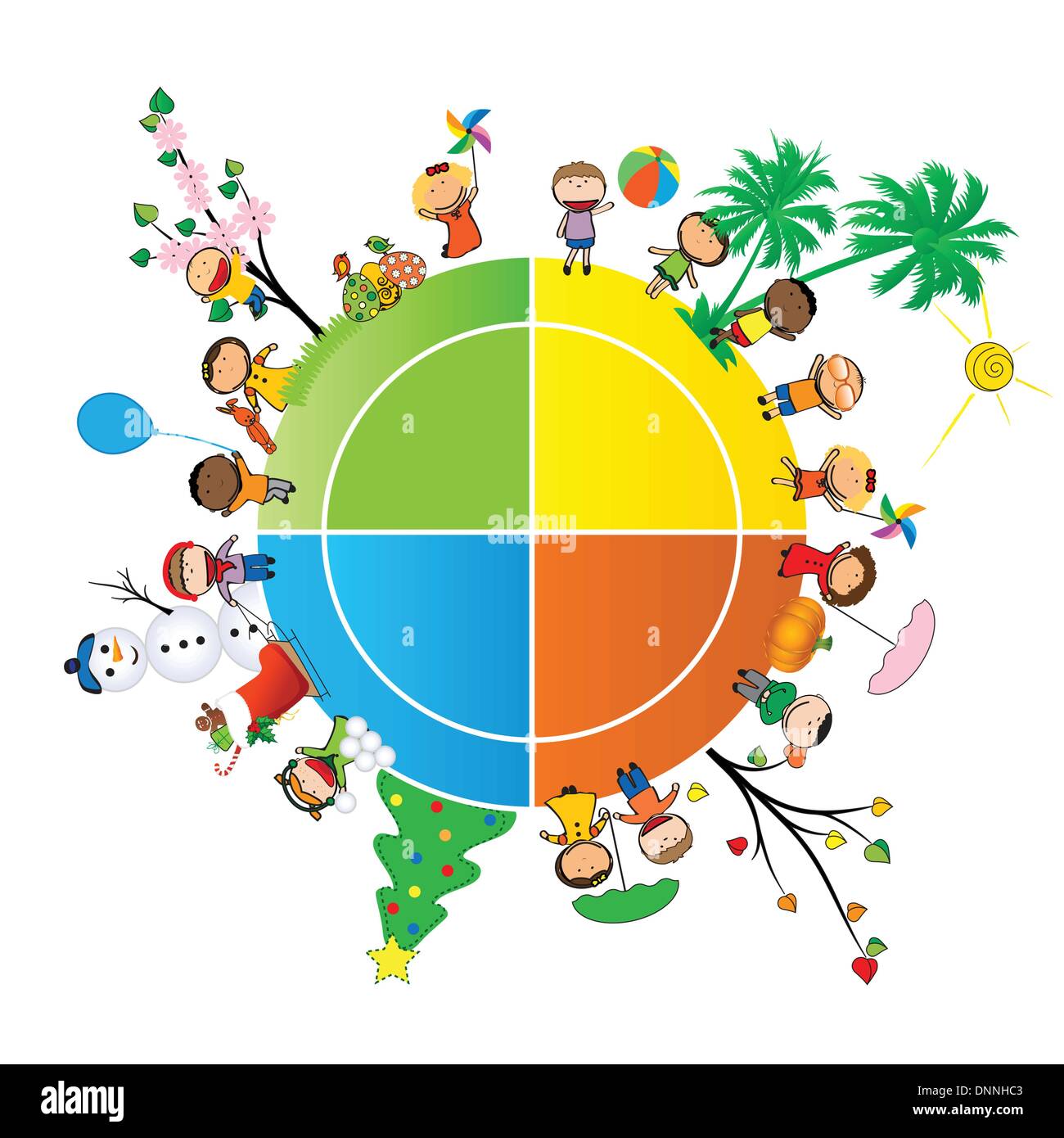 Spring, summer, autumn and winter - happy kids Stock Vector Image & Art ...