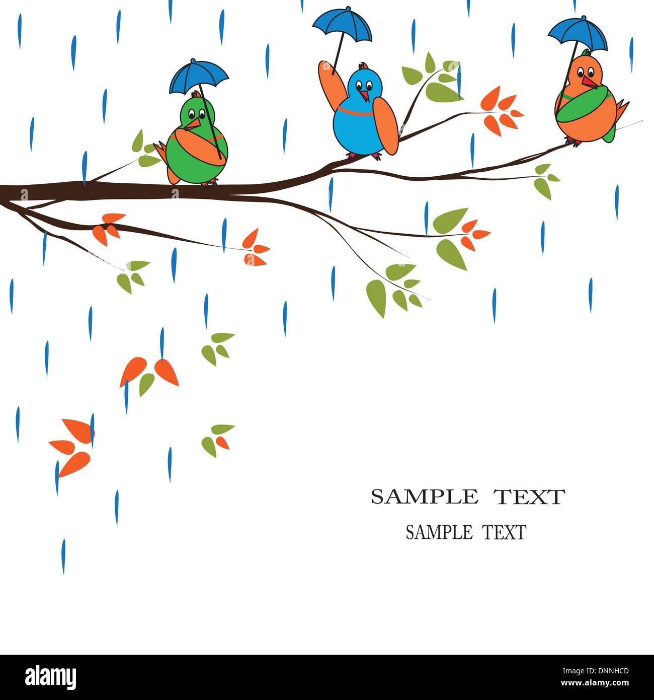 Wet leaves on tree branch Stock Vector Images - Alamy