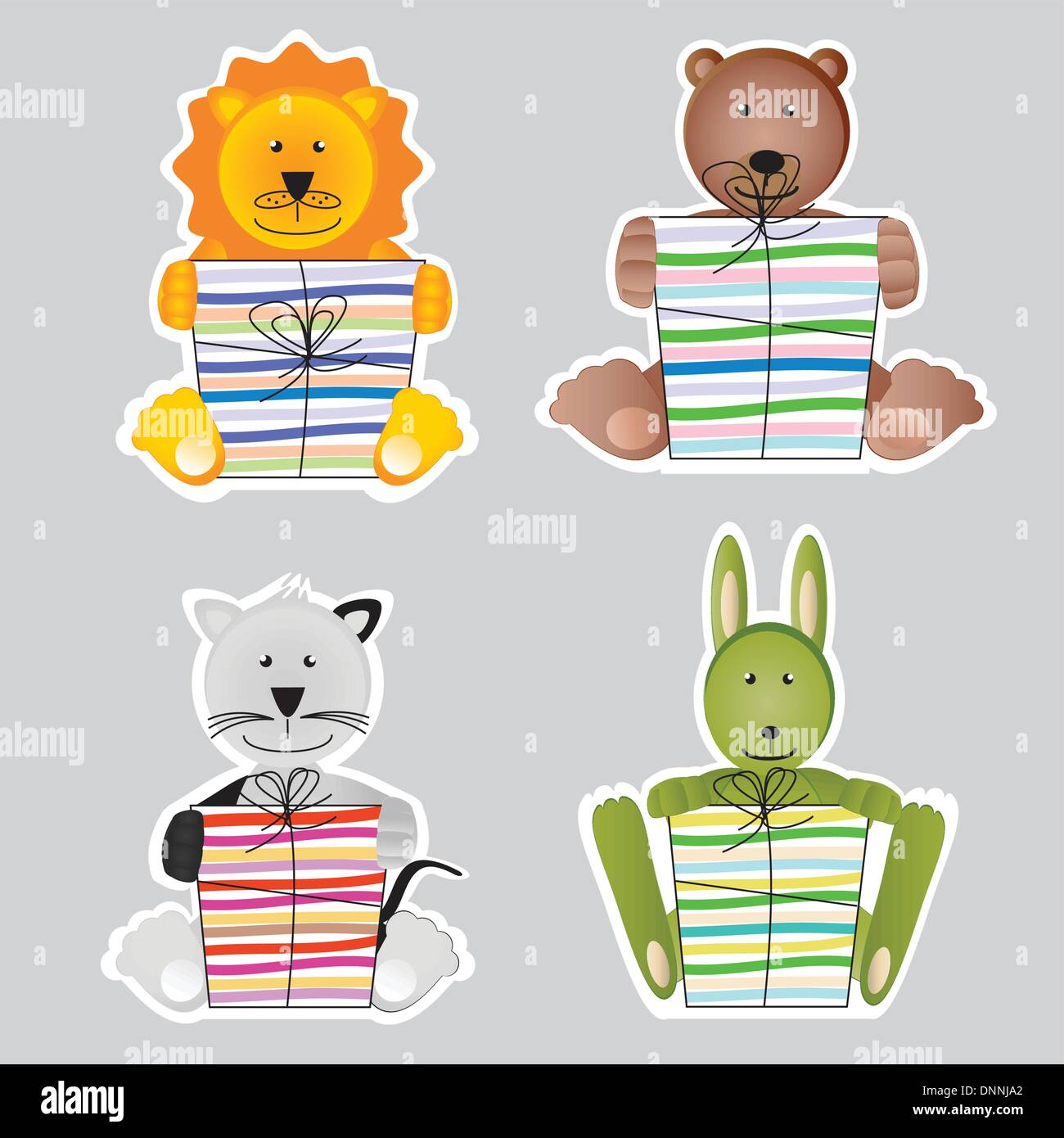 Four animals with colorful gift box Stock Vector Image & Art - Alamy